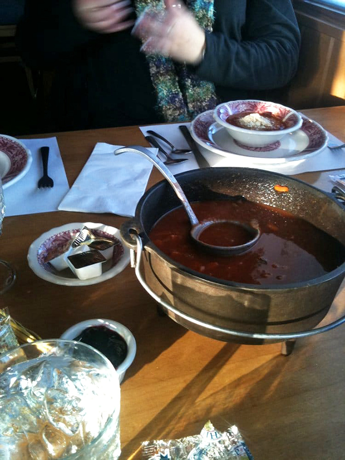 Steam rises from a pot of homemade vegetable soup, the kind that could cure whatever ails you on a chilly mountain day.