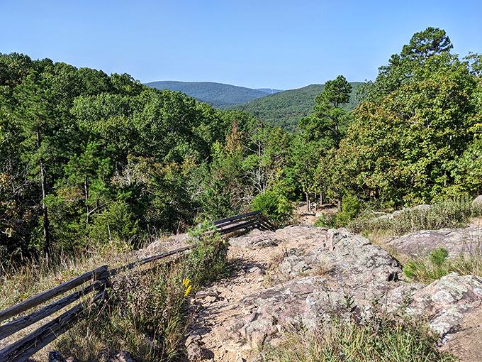 Rocky outcroppings provide natural seating with million-dollar views. Here's where smartphone cameras work overtime while hikers catch their breath between gasps of amazement.