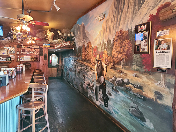 That mural isn't just decoration&mdash;it's setting the scene for a meal that feels like an adventure. The Old West never tasted this good.
