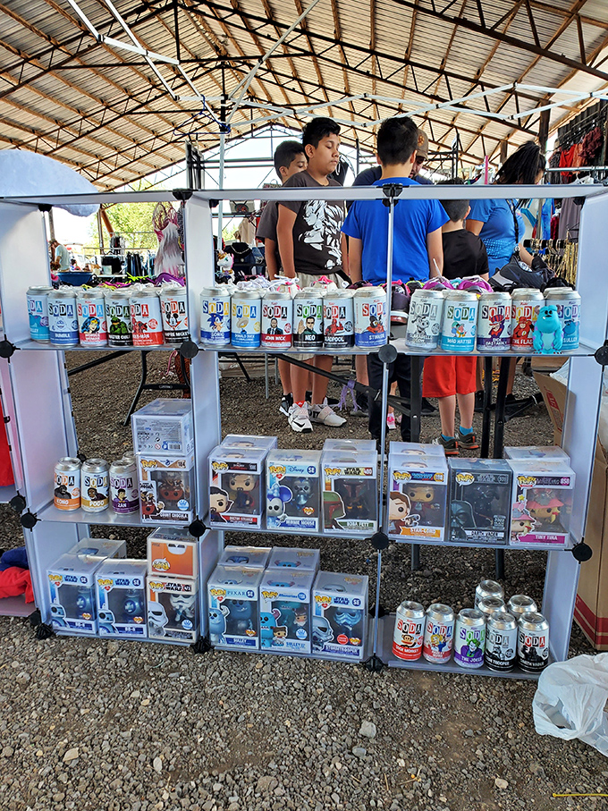 Soda pop and collectible figures&mdash;a match made in nerd heaven. This vendor knows exactly what brings the collectors running.