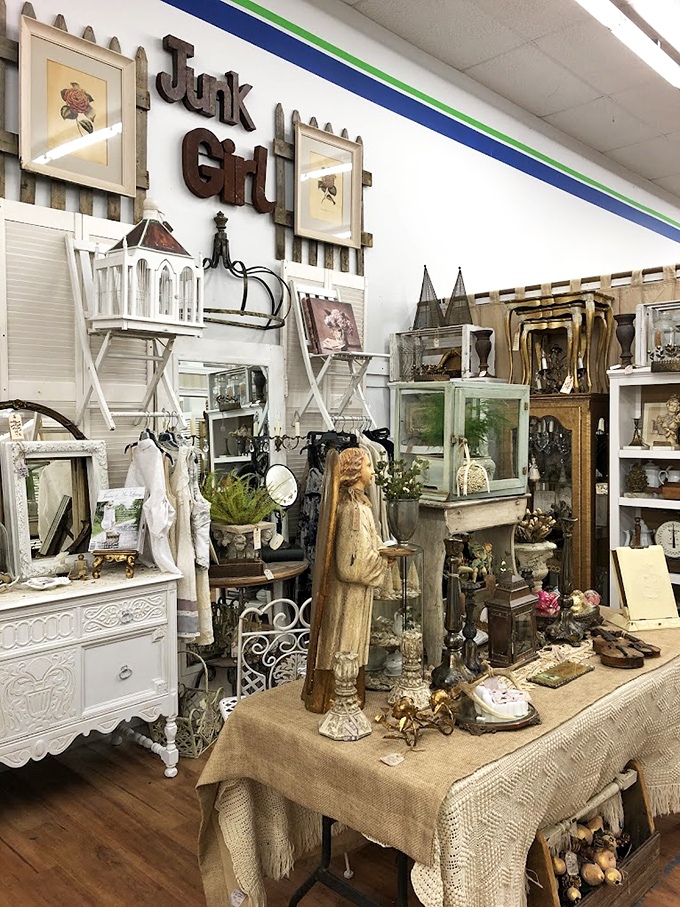 The "Junk Girl" booth transforms discarded items into shabby-chic treasures that would make Joanna Gaines reach for her wallet.