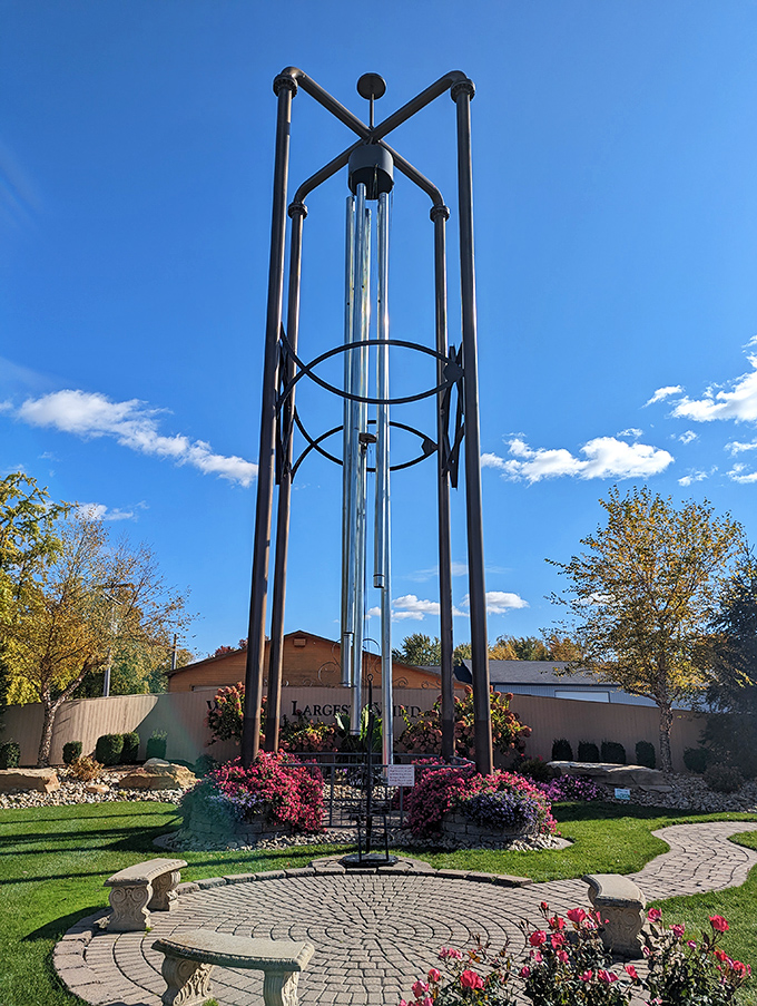The World's Largest Wind Chime reaches skyward like a modern cathedral. One good breeze and you'll hear it three counties over.