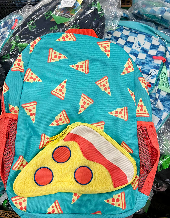 A pizza-themed backpack that lets kids carry their books while simultaneously making everyone around them suddenly crave a slice.