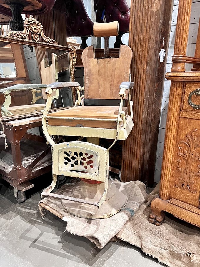 This isn't just a barber chair&mdash;it's a throne with history, perfect for dramatically swiveling around to greet guests or pets.