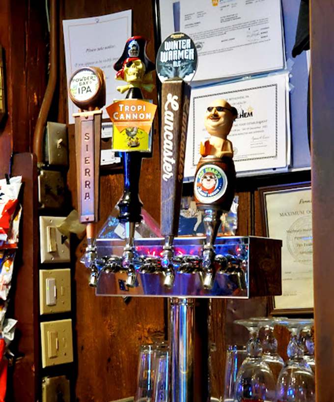 The beer taps stand at attention like loyal soldiers, ready to complement your meal with local brews that understand Pennsylvania's food philosophy.