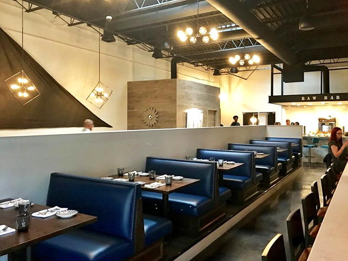 Those blue booths aren't just comfortable &ndash; they're strategic. You'll want to settle in and order "just one more thing" until you've tried it all.