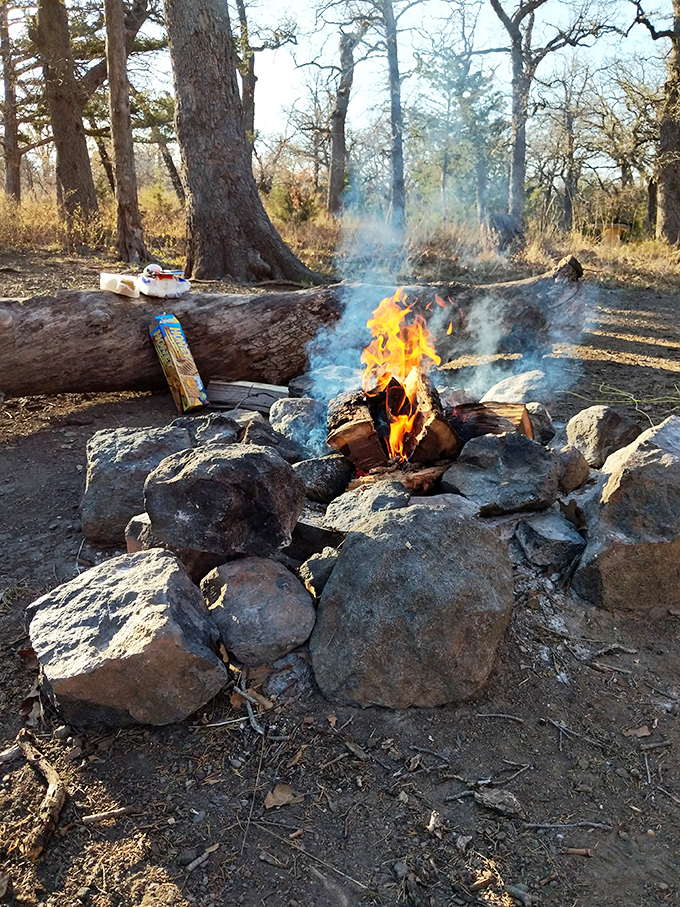 Primal television at its finest. A crackling campfire provides the entertainment package our ancestors enjoyed for thousands of years.