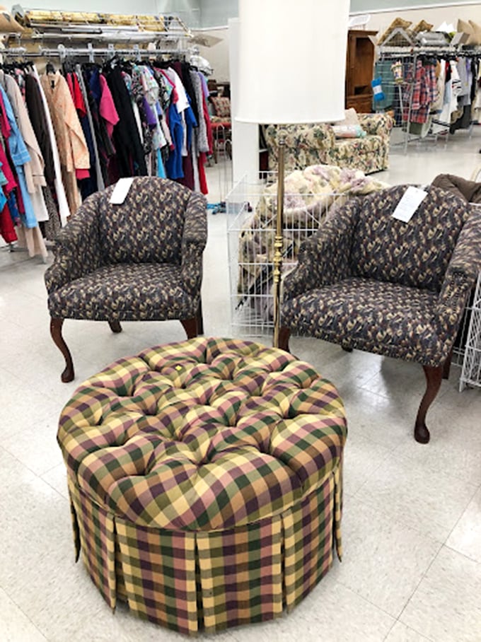 These patterned club chairs with matching ottoman aren't just furniture&mdash;they're time machines to a more elegant era of cocktail parties and conversation.