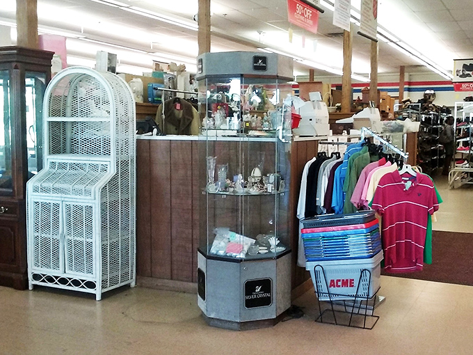 The curiosity cabinet—where knickknacks and collectibles live in glass-enclosed splendor, tempting browsers with their mysterious pasts.