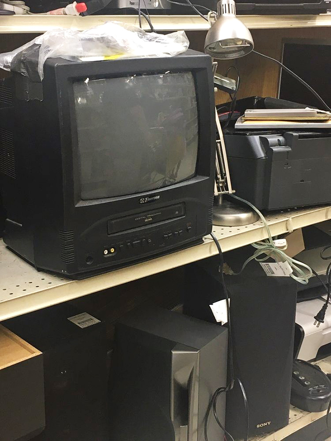 Technology time capsules on display. That TV/VCR combo witnessed family movie nights when "be kind, rewind" was more than a suggestion.