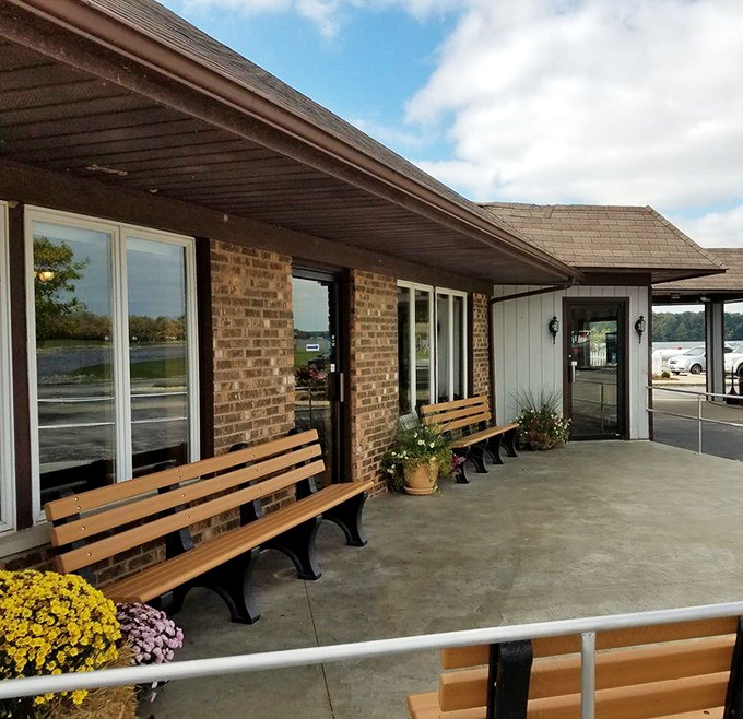The front porch benches invite you to sit a spell, digest your feast, and ponder why you don't live closer to this place.