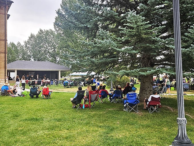 Nothing says "small-town summer" like lawn chairs under shade trees, live music, and the unspoken agreement that nobody's checking their phones.
