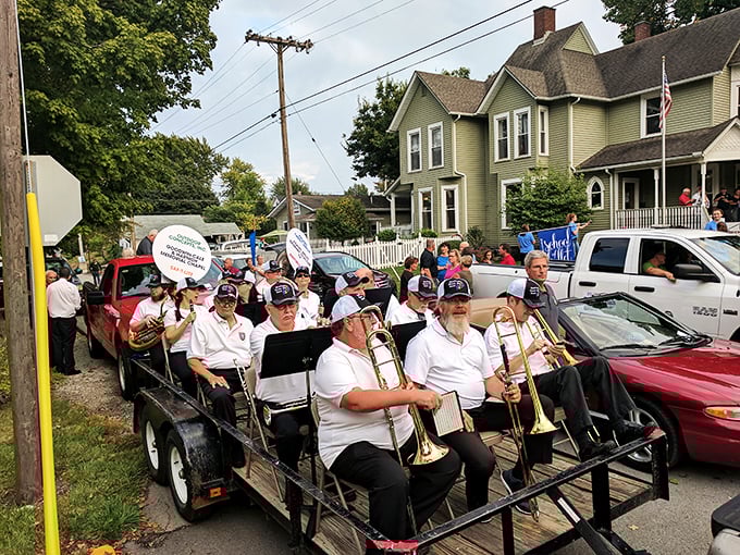 The community band plays from the back of a pickup truck&mdash;a charming reminder that in small towns, entertainment doesn't require streaming services or subscription fees.