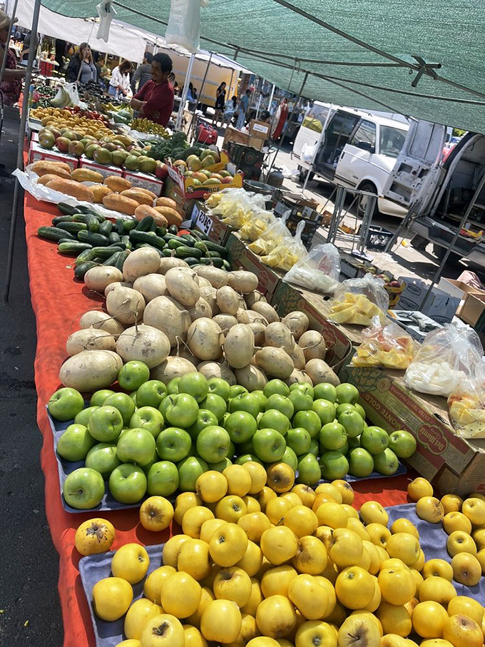 Nature's candy arranged with artistic precision. The Central Valley's agricultural bounty at prices that make supermarkets blush.