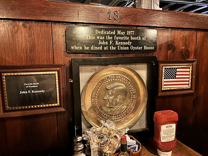 JFK's favorite booth commemorated with presidential reverence &ndash; perhaps he appreciated how the seafood here was equally straightforward and unforgettable.