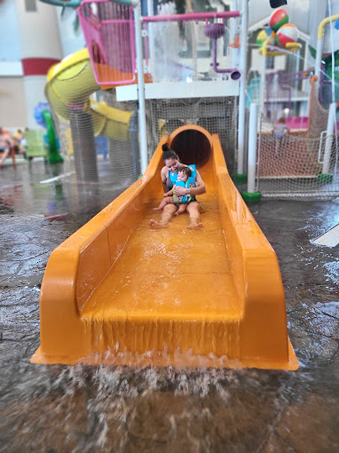 The kiddie slide&mdash;where parents and toddlers share that magical moment of "we're going down together, come what may!"