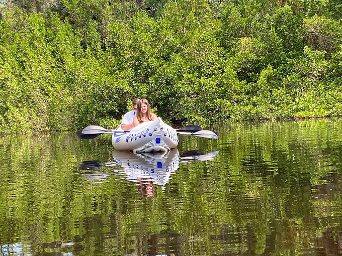 Paddling through tannic waters in inflatable serenity&mdash;where the only notifications are from turtles popping up to say hello.