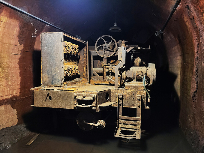 This vintage machinery, now frozen in time, once moved with purpose, its every gear and lever part of the symphony of American production. 