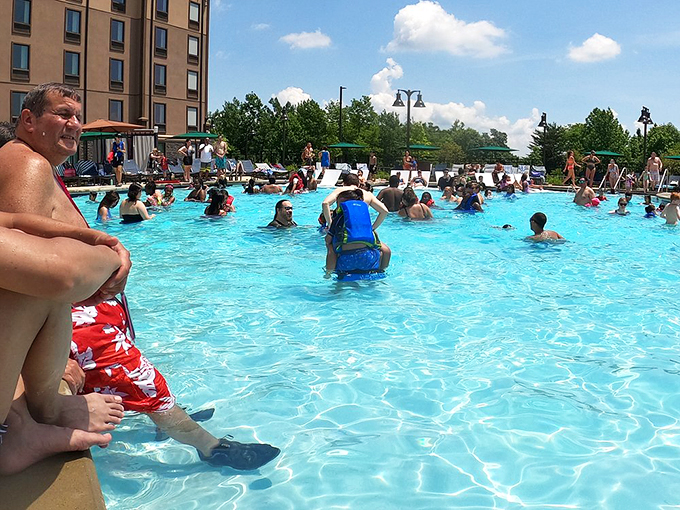 An outdoor oasis for when you need vitamin D with your chlorine therapy&mdash;Maryland sunshine optional but appreciated.