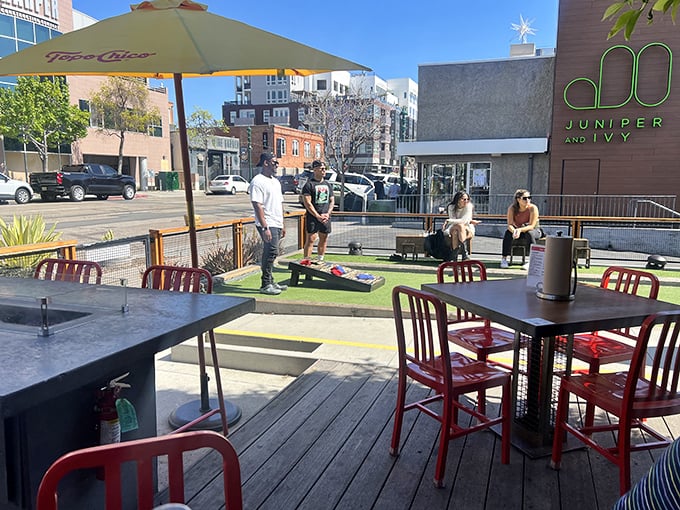 Outdoor games and sunshine create the perfect backdrop for chicken indulgence. It's like an adult playground where the prize is always delicious.