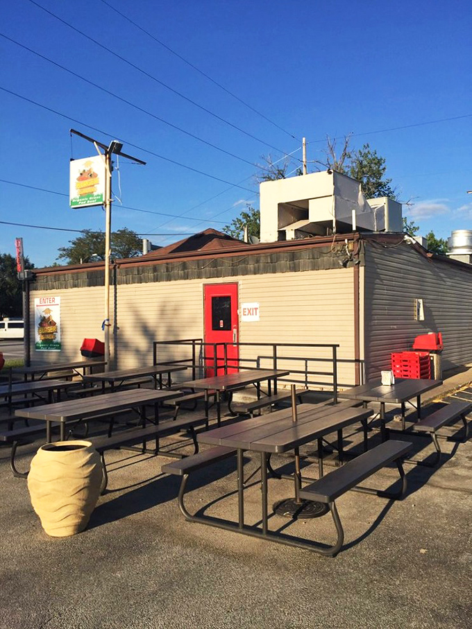 Missouri sunshine and outdoor seating—the perfect setting for enjoying a burger while contemplating life's greatest question: "Should I order another one?"