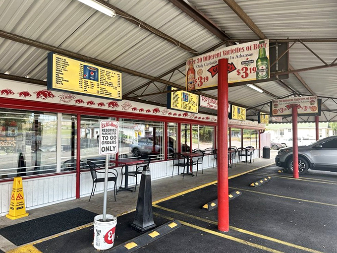 The outdoor seating area isn't trying to be trendy&mdash;it's been offering al fresco dining since before it had a fancy Italian name.