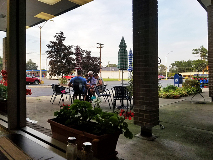 Outdoor seating that transforms a strip mall into a little corner of Italy. Just squint and ignore the parking lot.