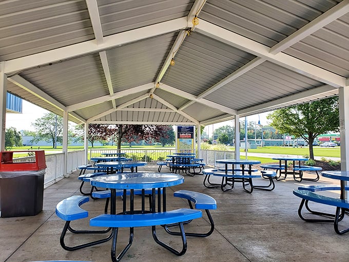 The outdoor seating area&mdash;where on summer evenings, the soundtrack is nothing but contented sighs and the occasional "brain freeze" warning.