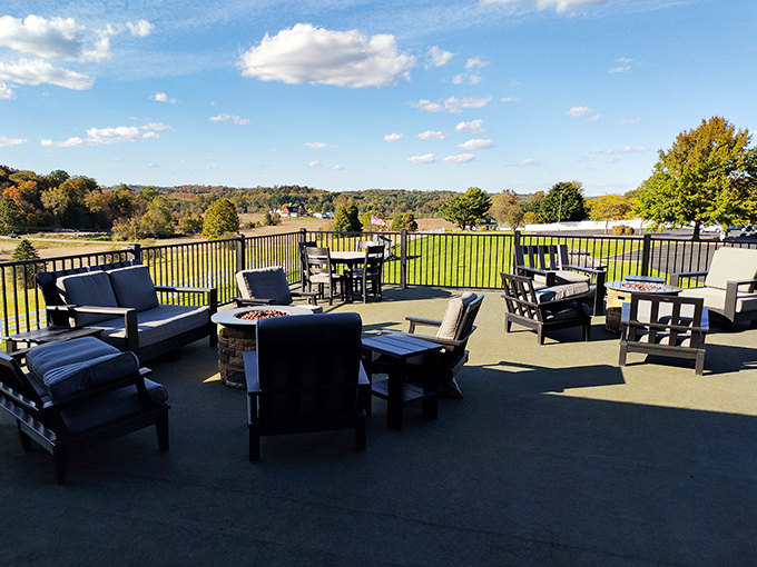 The outdoor patio offers breathtaking views of Ohio's countryside—nature's perfect digestif after a meal that requires both stretchy pants and zero regrets.