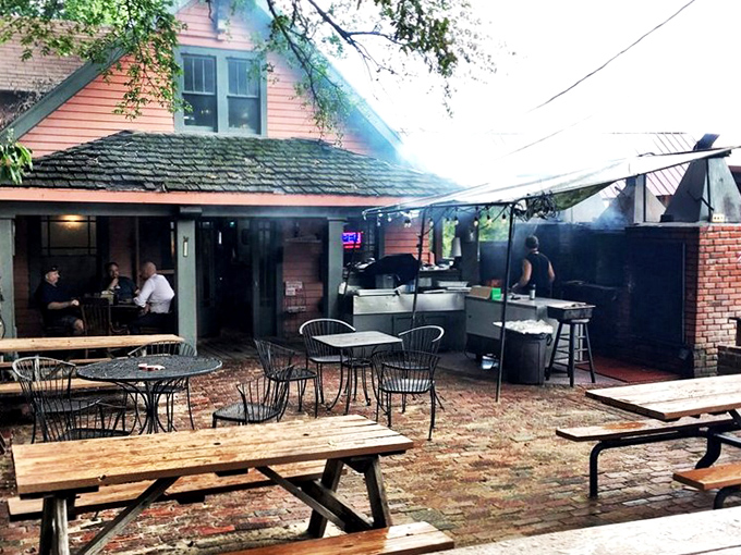 Outdoor dining where the smoke-scented air enhances every bite. This patio is where summer evenings reach their full potential&mdash;with barbecue in hand.