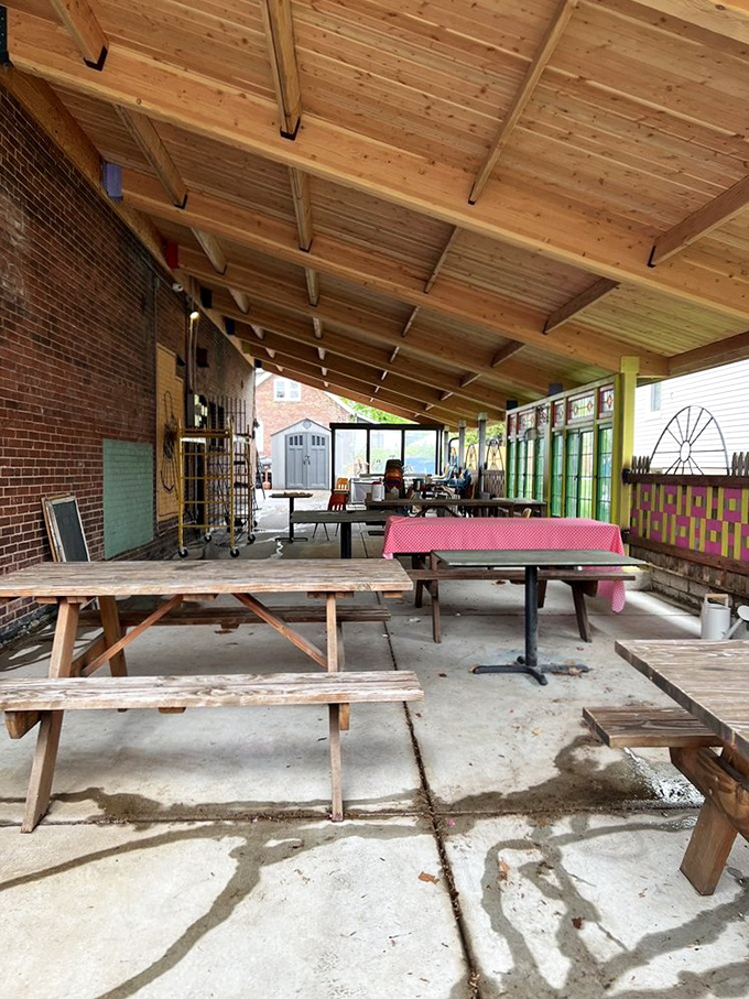 The covered patio isn't just outdoor seating&mdash;it's where summer brunches turn into afternoon conversations that nobody wants to end.