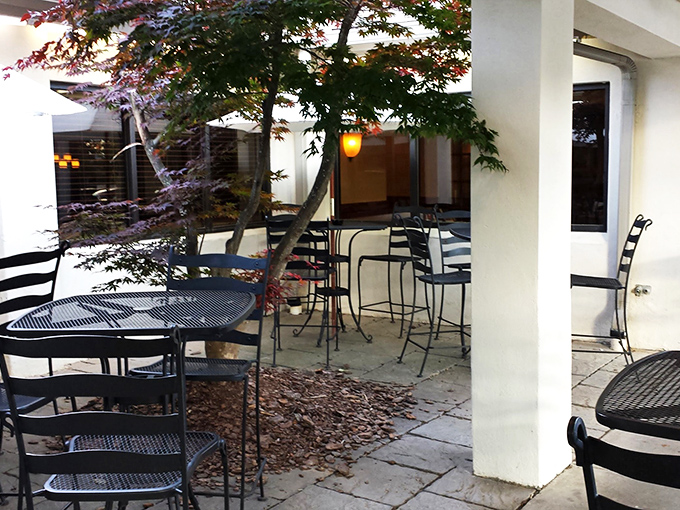 Atlanta's mild evenings were made for patio dining like this&mdash;intimate tables nestled among Japanese maples create outdoor dining that feels both private and social.