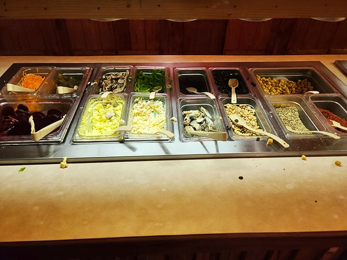 A salad bar that doesn't apologize for being a salad bar—fresh, abundant, and ready to convince you that vegetables deserve respect too.