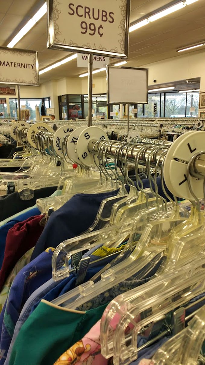 Medical professionals rejoice! Scrubs for less than your morning latte, organized by size for maximum shopping efficiency.