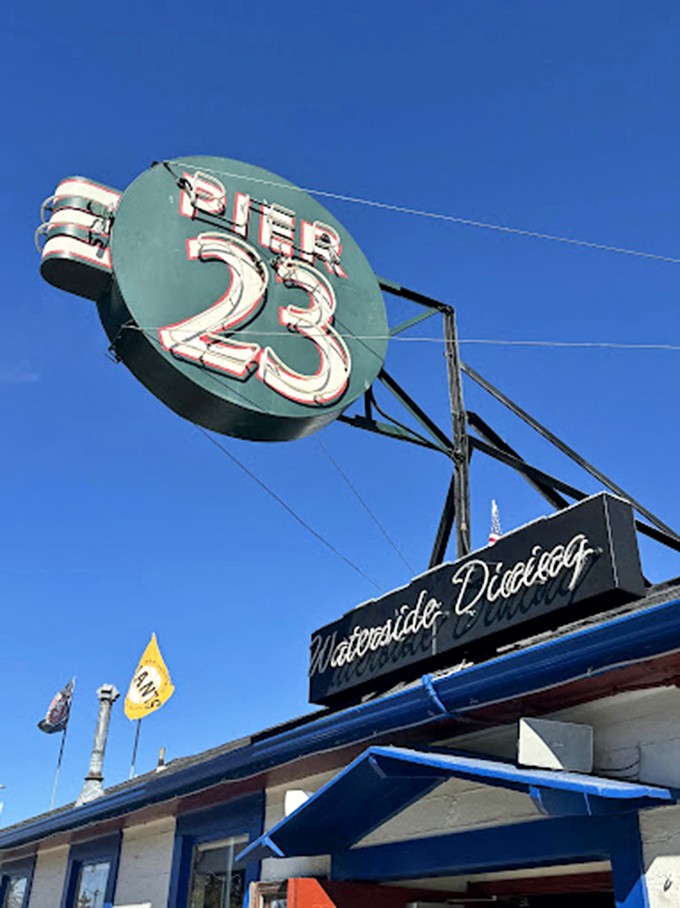 The vintage "Pier 23" sign has guided hungry travelers for decades, like a mid-century modern North Star for those seeking crab cake nirvana.