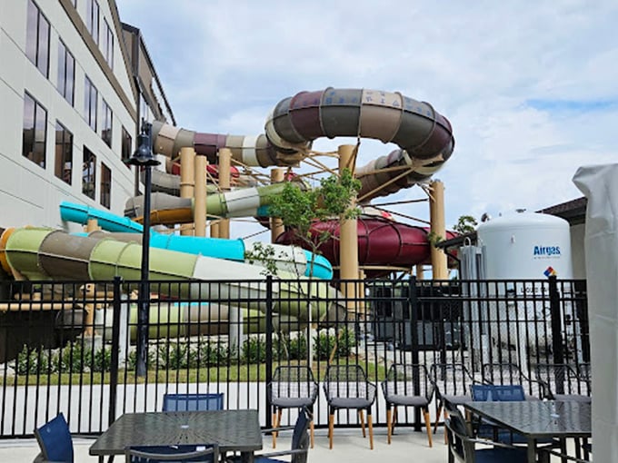 Outdoor water features bring the party poolside, where sunshine meets splash time and lounge chairs become prime real estate for tired parents. 