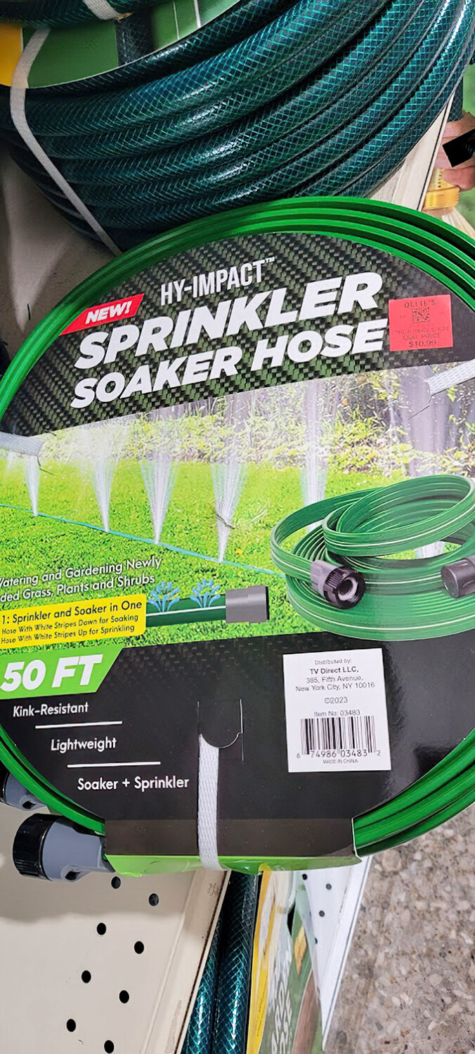 Garden dreams begin with this sprinkler hose. Fifty feet of lawn-saving potential that proves Ollie's understands Kansas summers.