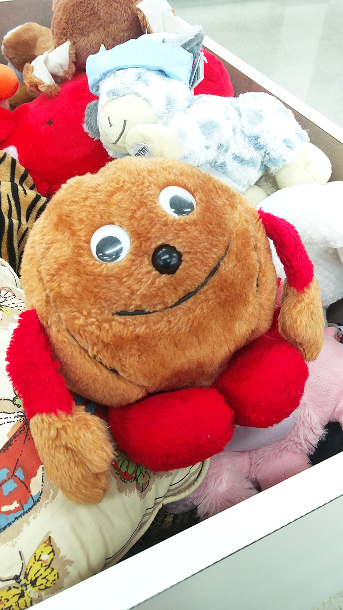 The googly-eyed optimism of this plush fellow says everything about the joyful surprises waiting in every bin.