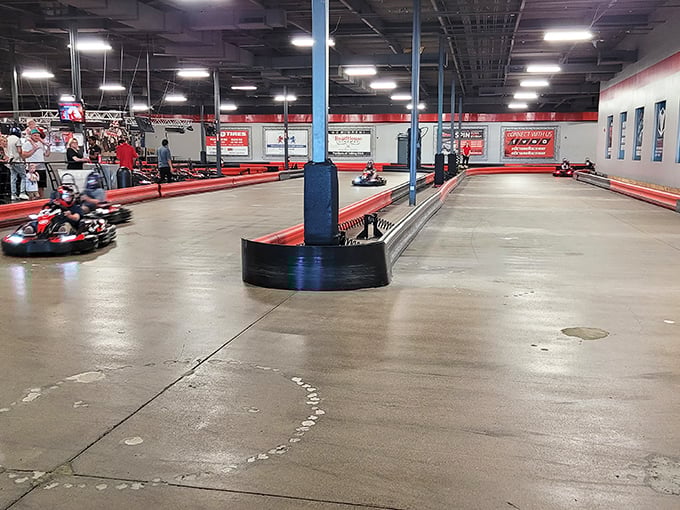 The track stretches before you like a ribbon of possibility, each turn a chance to either channel your inner Lewis Hamilton or befriend a wall.