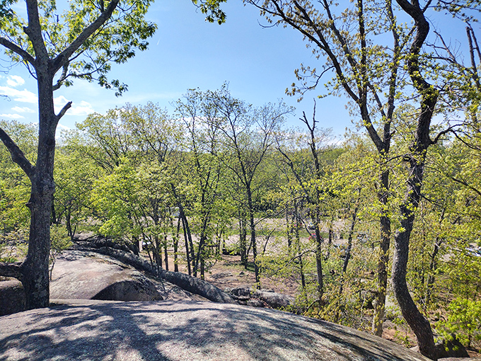 Spring's tender green canopy frames the ancient stone canvas below, creating that perfect "I'm finally outdoors" moment we all crave.