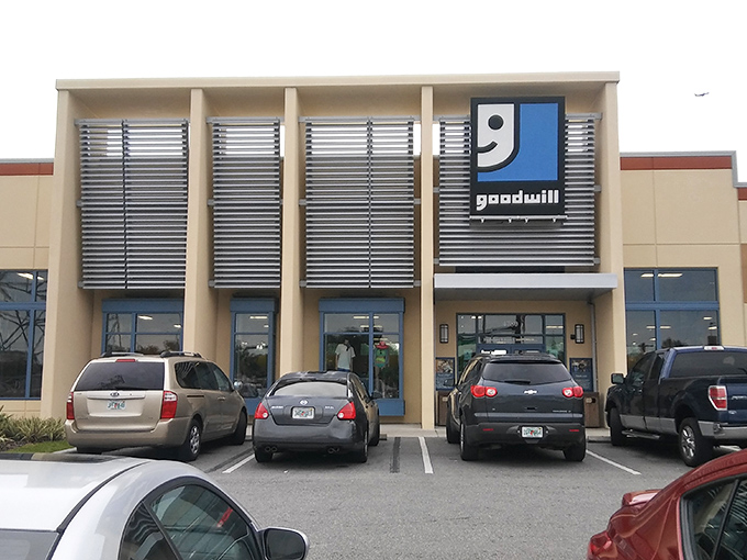 The sleek, updated facade of Goodwill-Goldenrod reflects its organized, boutique-like interior shopping experience.
