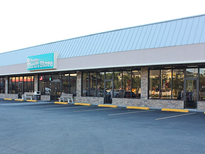 Even at dusk, this thrift store shines bright with promises of budget-friendly treasures waiting to be discovered.