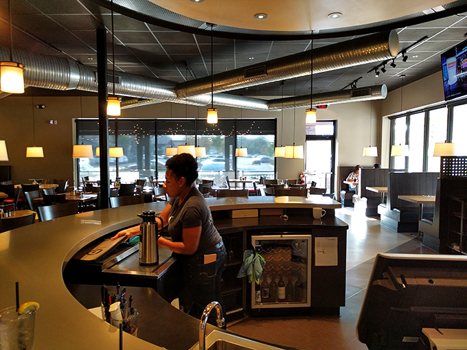 The modern dining area proves good food doesn't need fancy surroundings&mdash;just clean lines, good lighting, and a staff that knows their craft. 