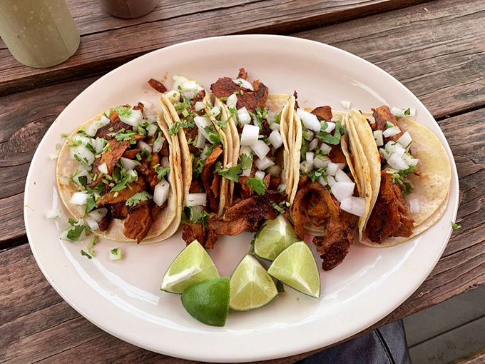 Takeout tacos arranged with care&mdash;because even food destined for your couch deserves to look this good.