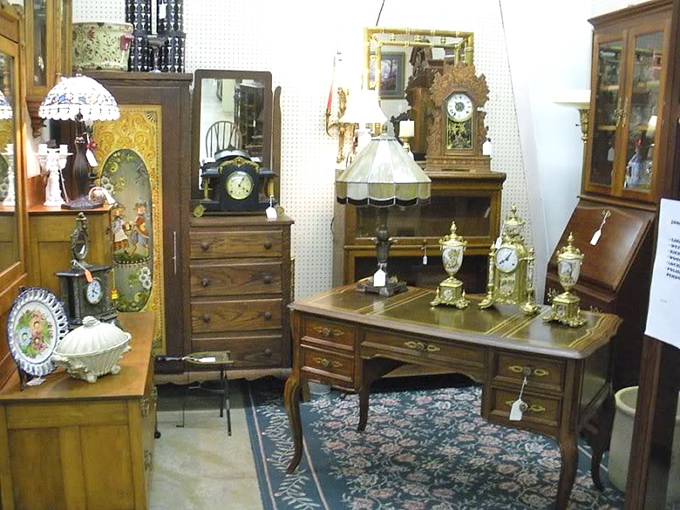 This isn't just a desk&mdash;it's command central for a bygone era, where letters were handwritten and golden timepieces marked life's important moments.