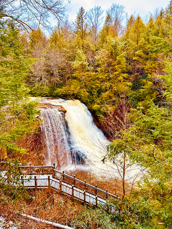 Fall foliage frames the cascading waters in a seasonal display that makes even the most dedicated beach-lovers appreciate autumn in Western Maryland. 