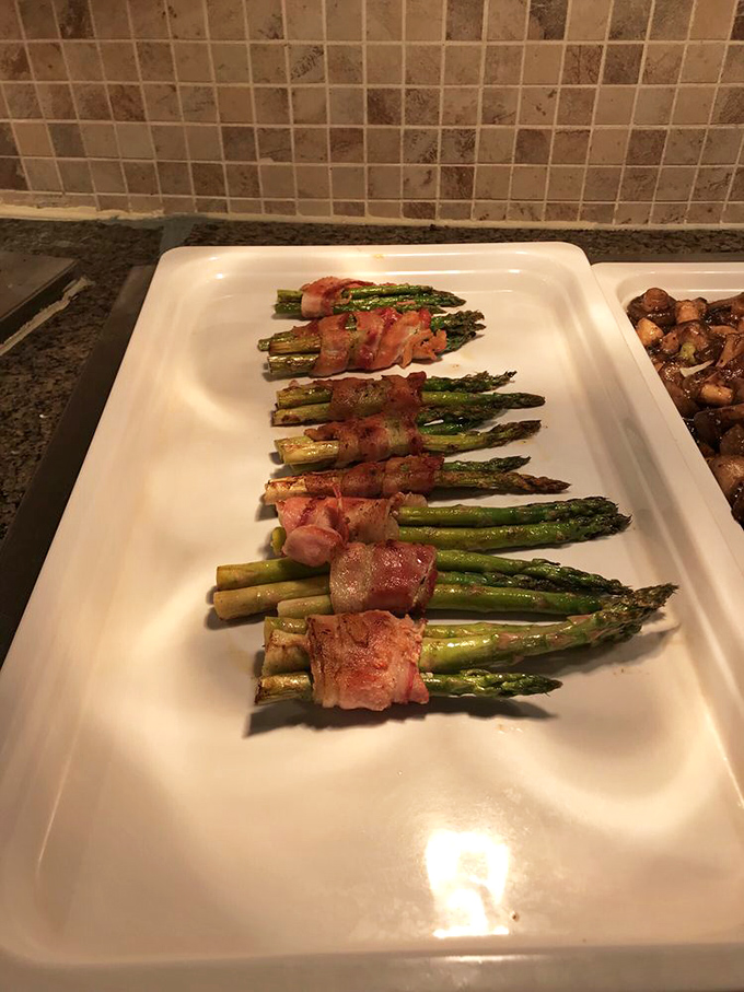 Bacon-wrapped asparagus: where "eating your vegetables" becomes a pleasure rather than a chore. Proof that everything is better with bacon.