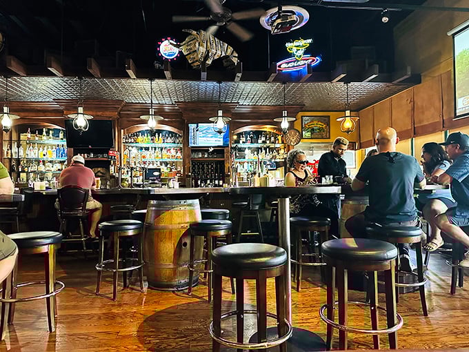 The bar area balances Western authenticity with modern comfort&mdash;where you can saddle up to a barstool instead of a horse.