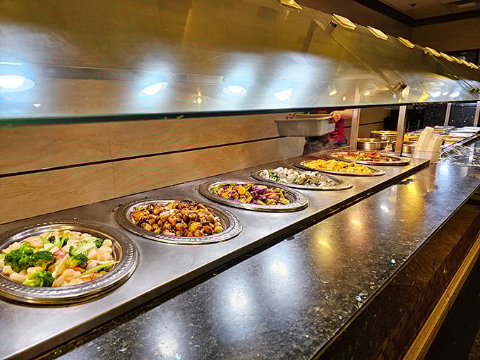 Chinese classics line up like old friends waiting to reunite with your taste buds. That broccoli beef is calling your name.