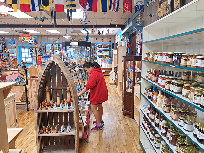 The gift shop's wooden boat display showcases craftsmanship beyond baking, proving Dutch Haven understands the art of presentation in all its forms. 